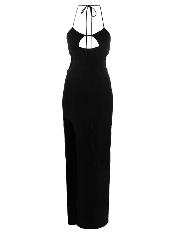 Off-White Cut-out Halterneck Maxi Dress - Black