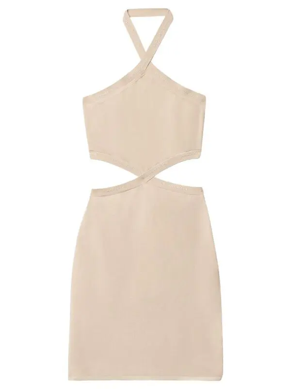 Alexander Wang Logo-trim Halterneck Mini Dress - Nude