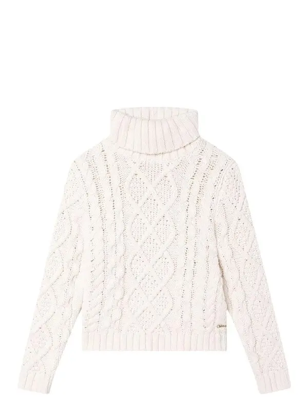 Chloé Twisted Knit Turtleneck Sweater - White