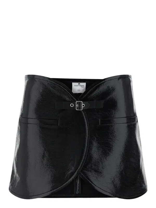 COURREGES Courrèges Ellipse Vinyl Mini Skirt - Black