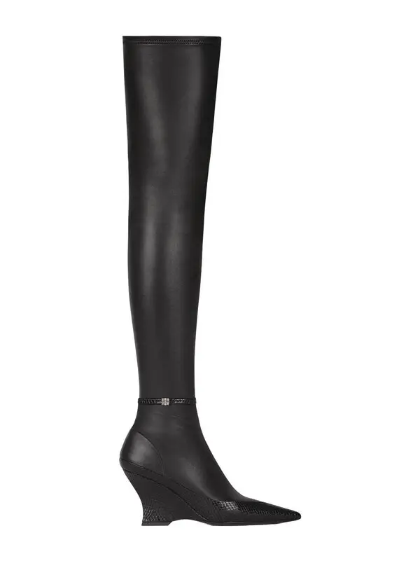 Givenchy Raven Over-the-knee Boots In Leather And Ayers - Black