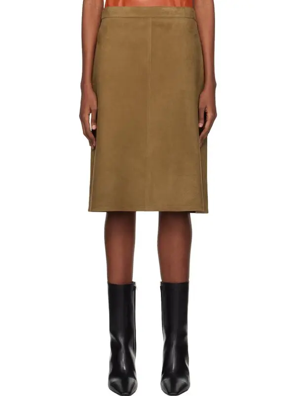 FERRAGAMO A-line Leather Skirt - Brown
