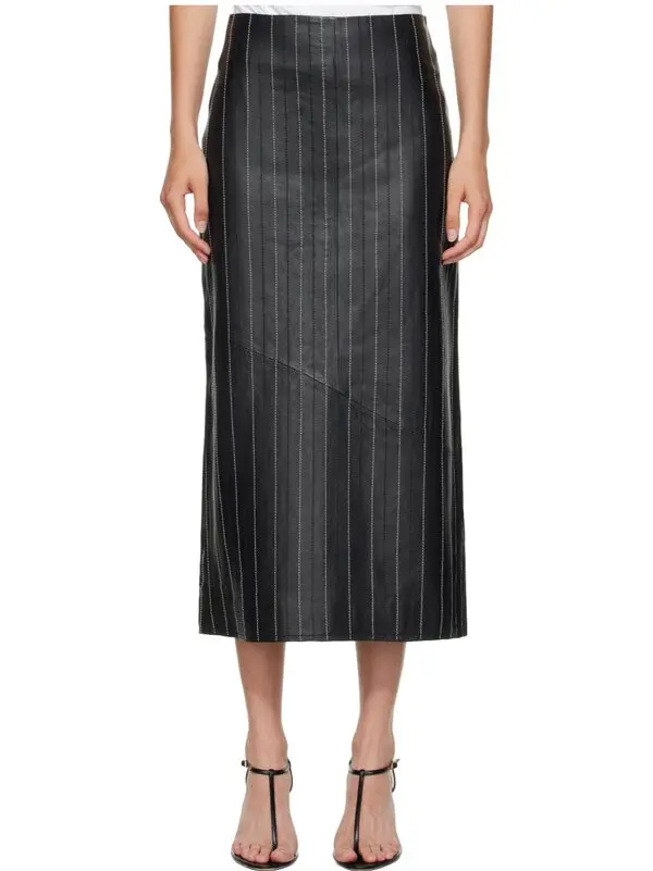 Victoria Beckham Midi Skirt With Contrast Stitching - Black