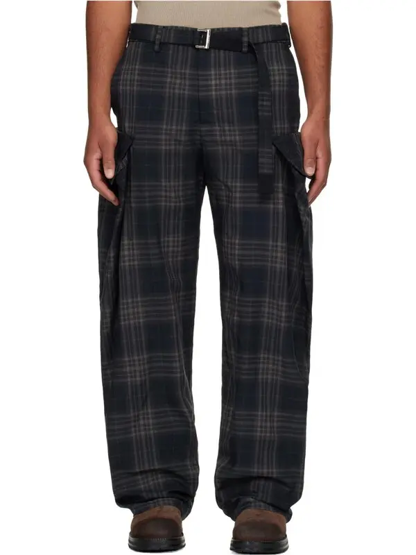 Sacai Plaid Cargo Pants - Black