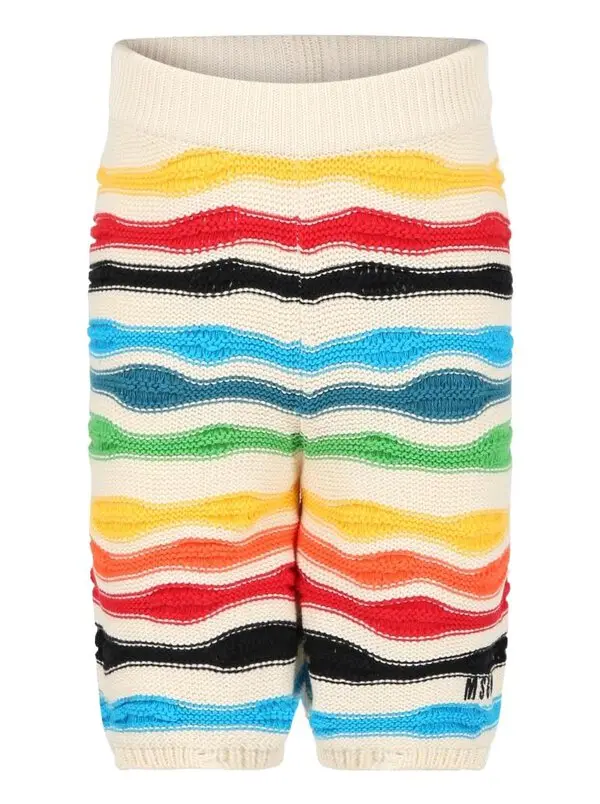 MSGM Striped Knit Shorts - White