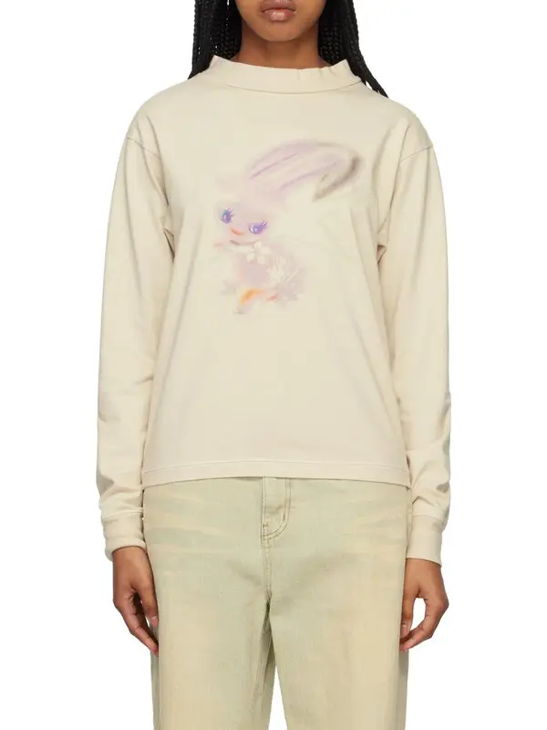 We11Done Graphic Print Cotton Sweatshirt - Nude