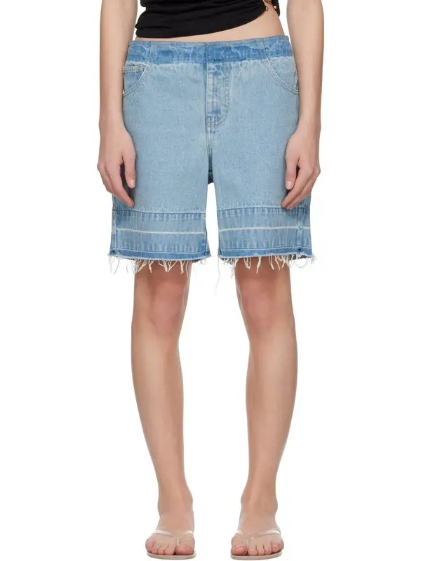 Christopher Esber Deconstructed Wide-leg Denim Shorts - Blue