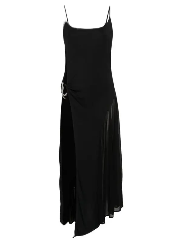 MUGLER Asymmetrical Maxi Dress With Side Slits - Black