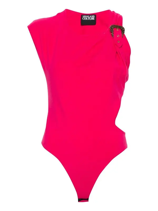 Versace Asymmetrical Bodysuit With Logo Buckle Detail - Pink