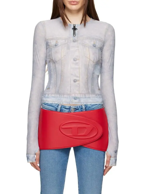 DIESEL® Print T-shirt" Long Sleeve Graphic Print Top - White