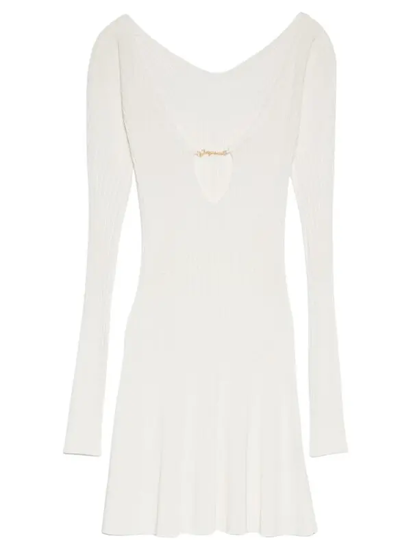 Jacquemus Long-sleeved Scalloped Mini Dress - White