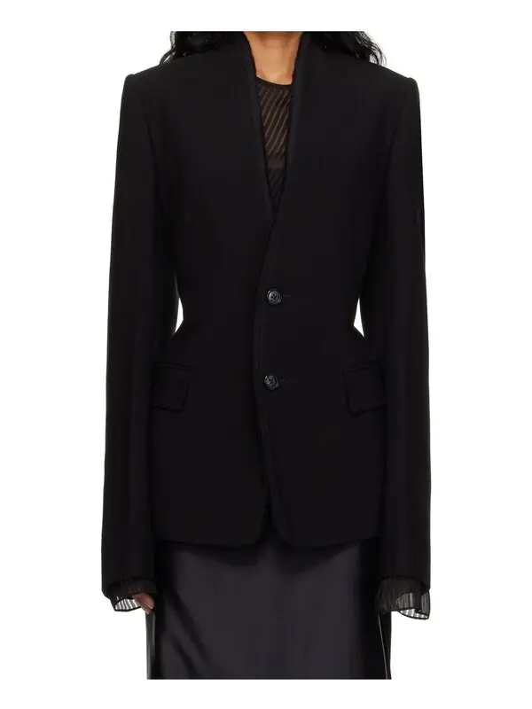 ANN DEMEULEMEESTER Sady Collarless Fitted Blazer - Black
