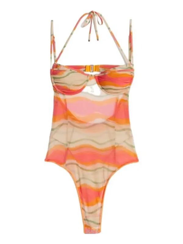 Jacquemus Graphic-print Mesh Bodysuit - Nude