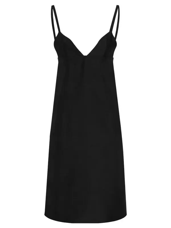 Jacquemus Sleeveless Wool Dress With Plunge Neckline - Black