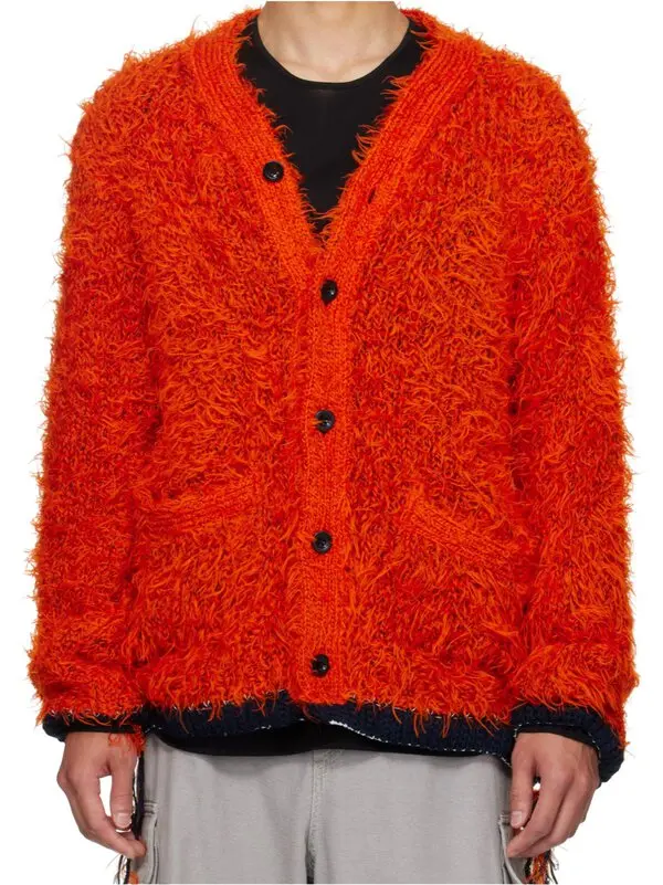 Sacai V-neck Long-sleeved Sweater - Red