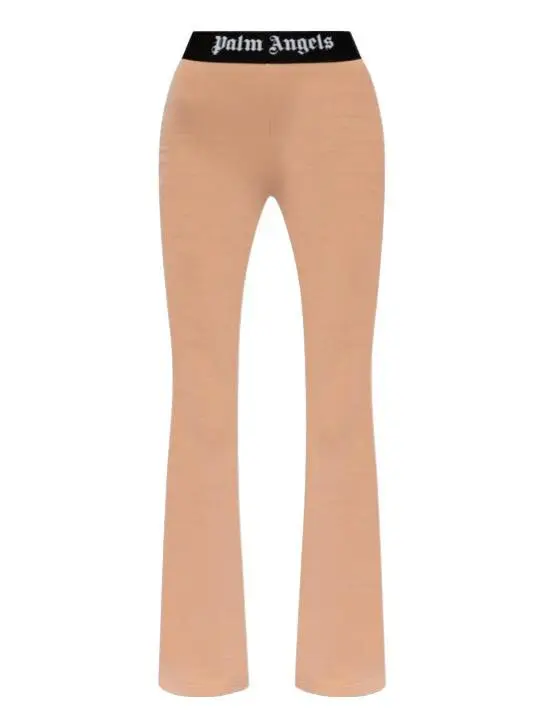 Palm Angels Logo Elastic Waistband Flared Track Pants - Nude