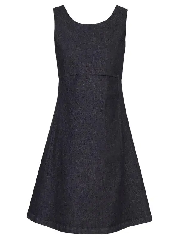 Emporio Armani Square-neck Sleeveless Denim Dress - Black