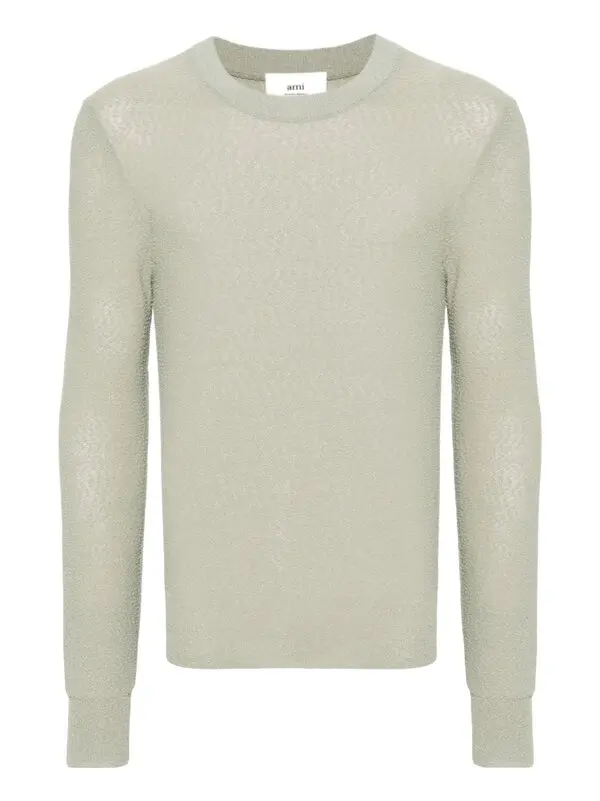 Ami Crew Neck Bouclé Jumper - Nude