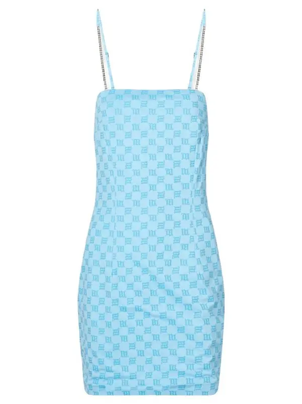 MISBHV Monogram Slim Strap Mini Dress - Blue