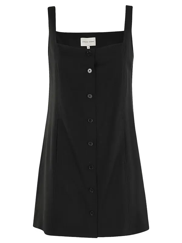 LOULOU STUDIO Sleeveless Button-detailed Mini Dress - Black
