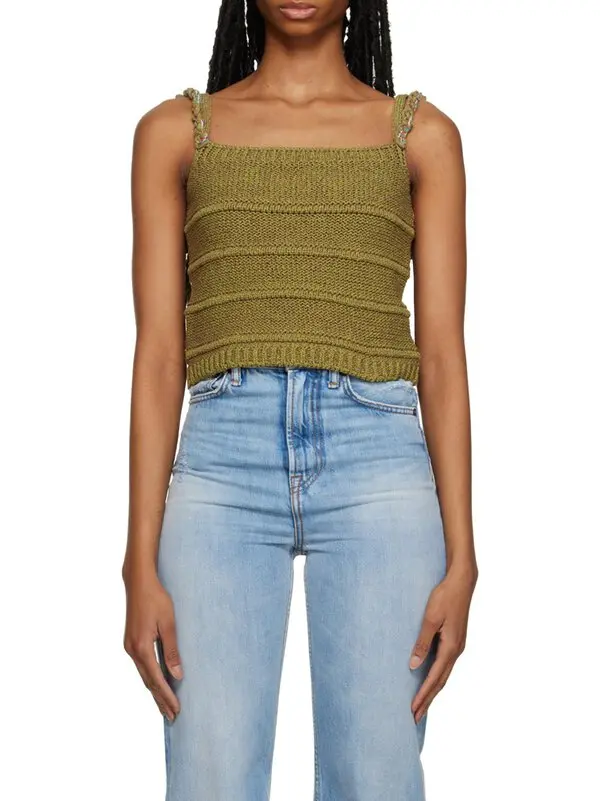ADER ERROR Knitted Square Neck Tank Top - Blue