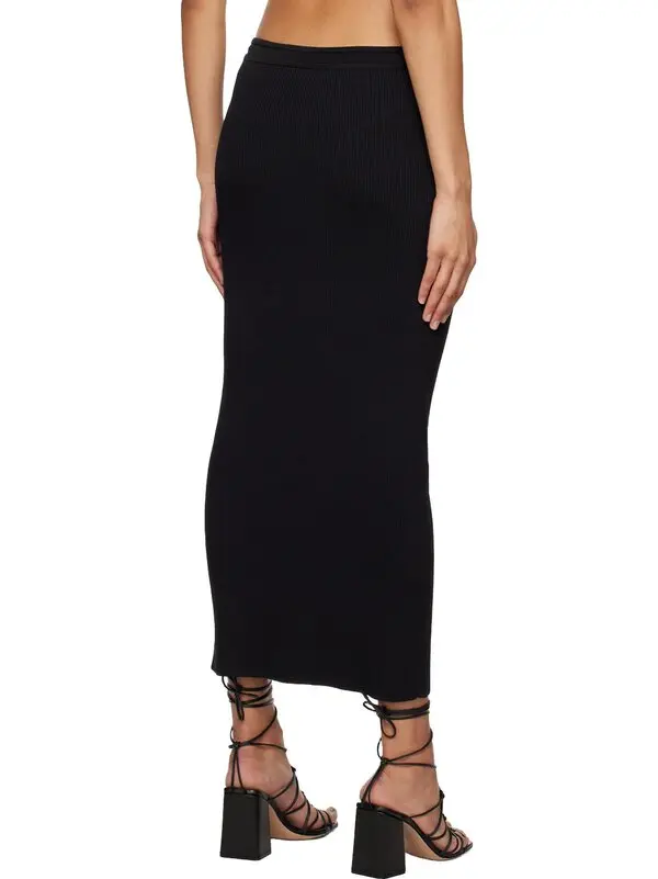 Christopher Esber Ribbed Knit Fitted Midi Skirt - Black