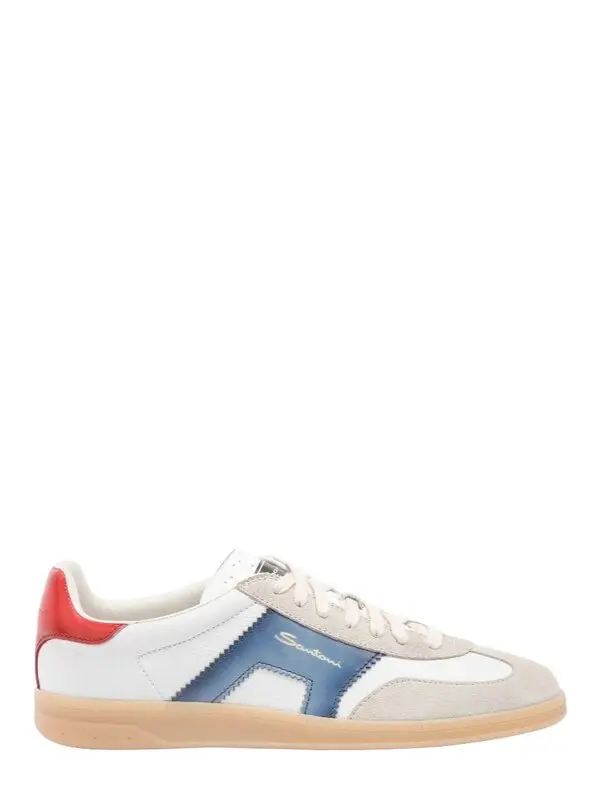 Santoni Colorblock Panelled Lace-up Sneakers - White