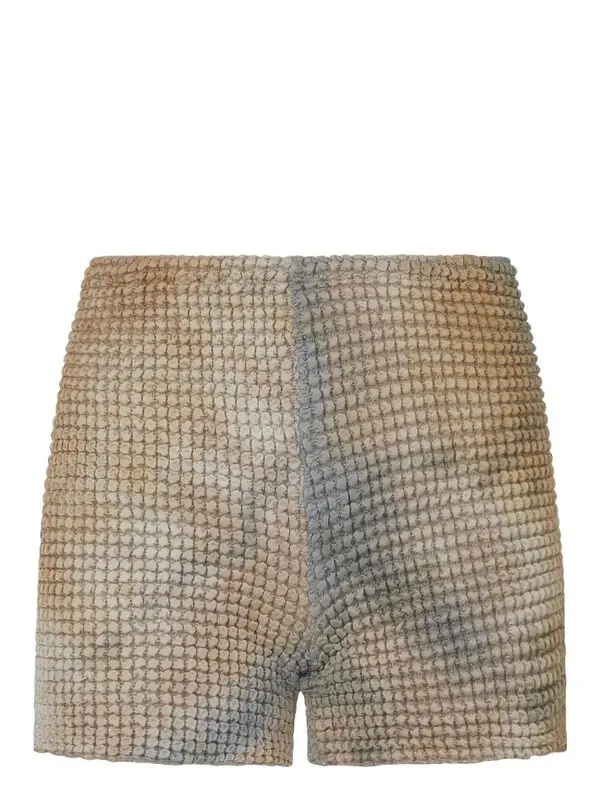 Off-White Smocked Tie-dye Shorts With Raw Edge Hem - Nude
