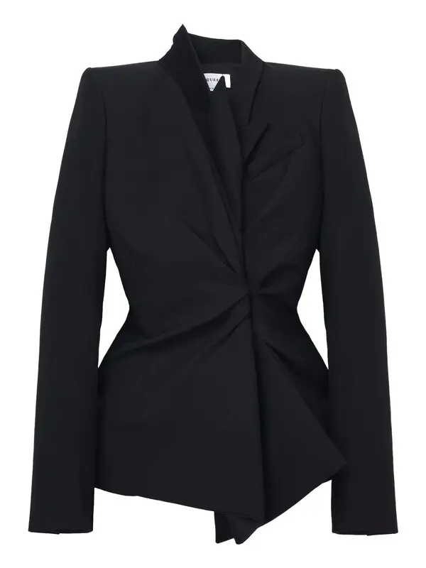 Alexander McQueen Twisted Lapel Jacket - Black