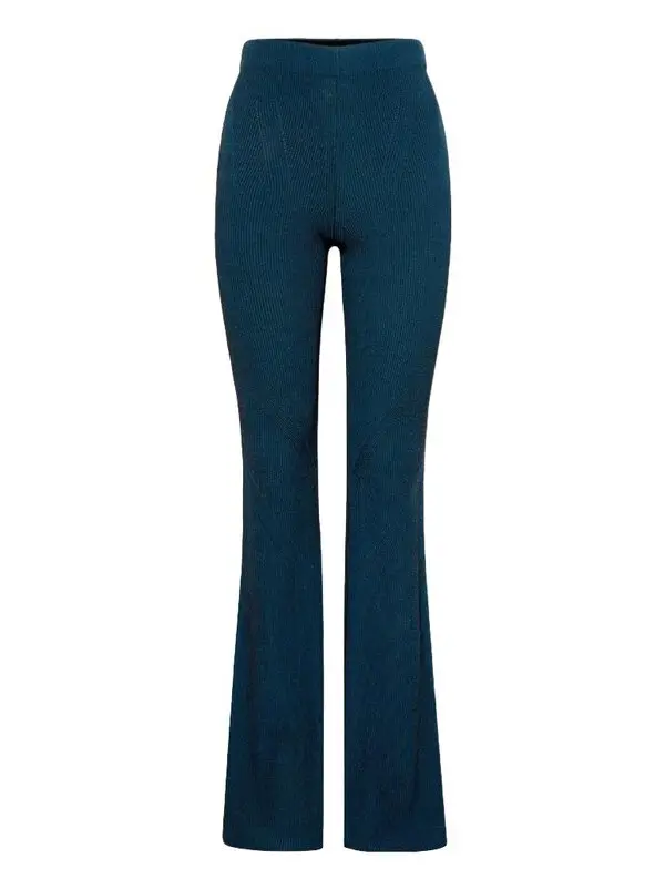 DION LEE Ribbed Flared Trousers - Blue
