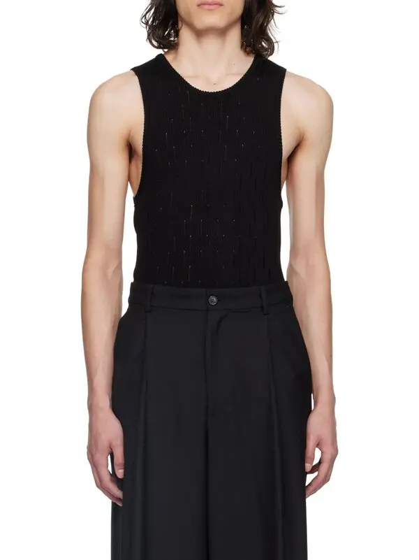 LARDINI Rib Knit Sleeveless Top - Black