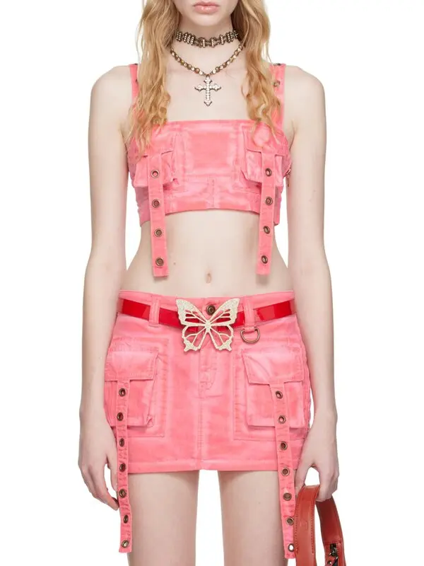 Blumarine Square Collar Short Sling Top - Nude