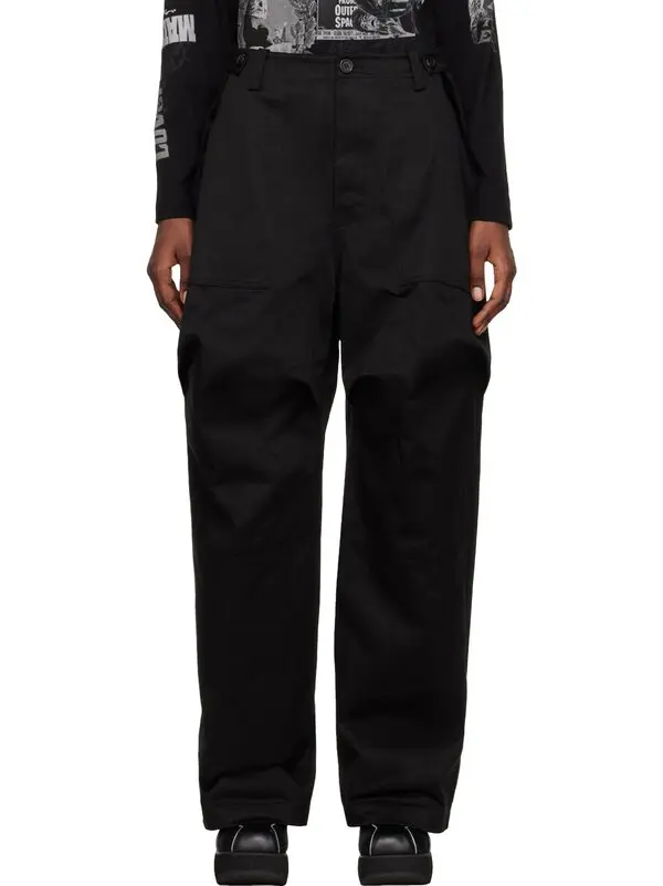 We11Done Mid-rise Wide-leg Trousers - Black