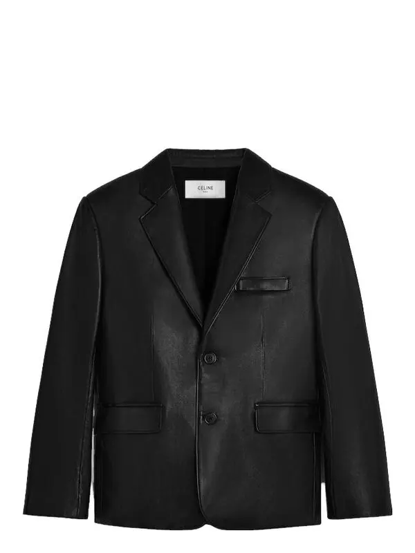 Celine Tailored Jacket In Plonge Lambskin - Black