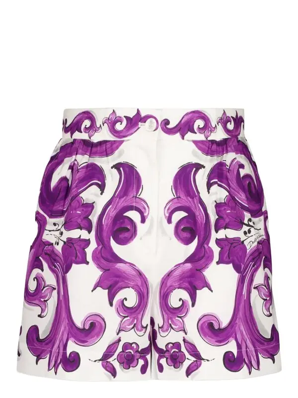 Dolce & Gabbana Allover Printed Satin Shorts - Purple