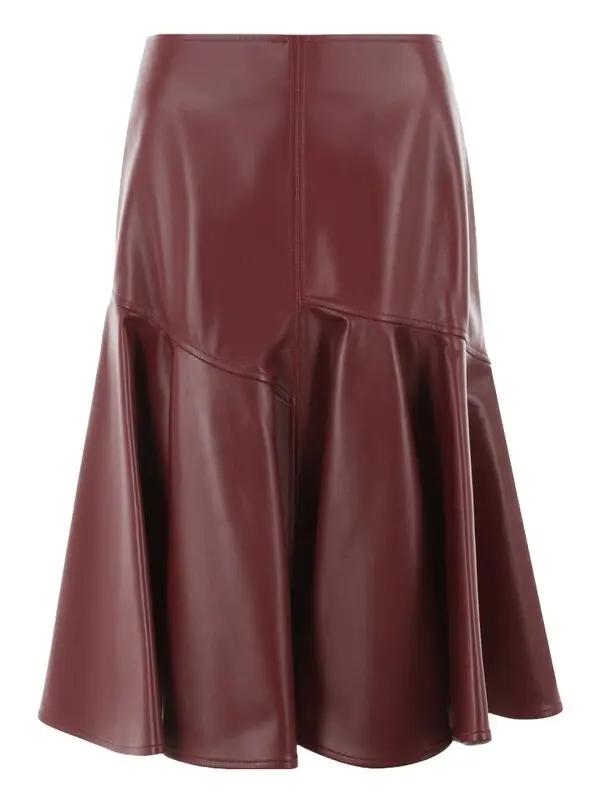 Bottega Veneta Pleated Leather Skirt - Red