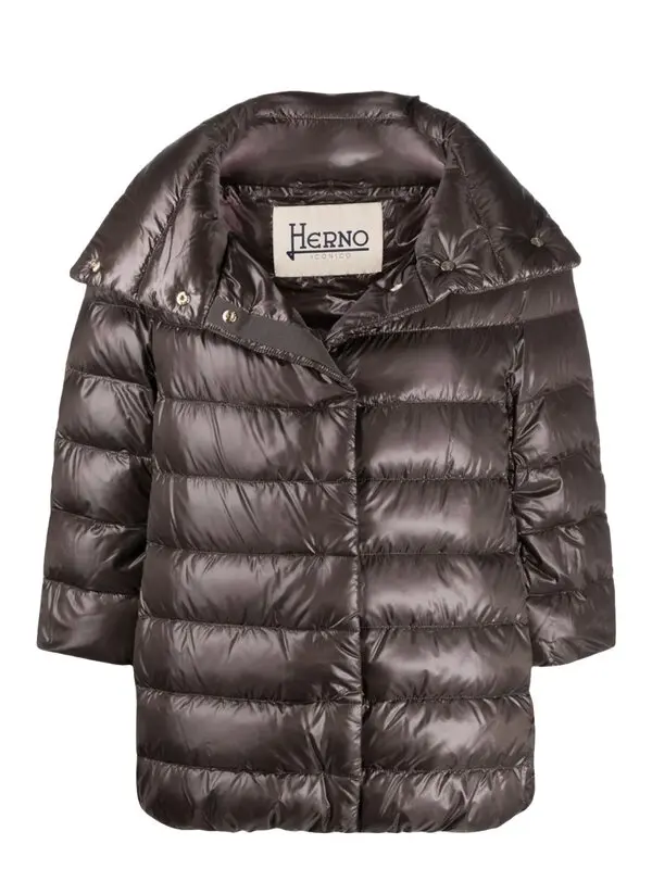 Herno Aminta" Quilted Down Jacket With 3/4 Sleeves - Black
