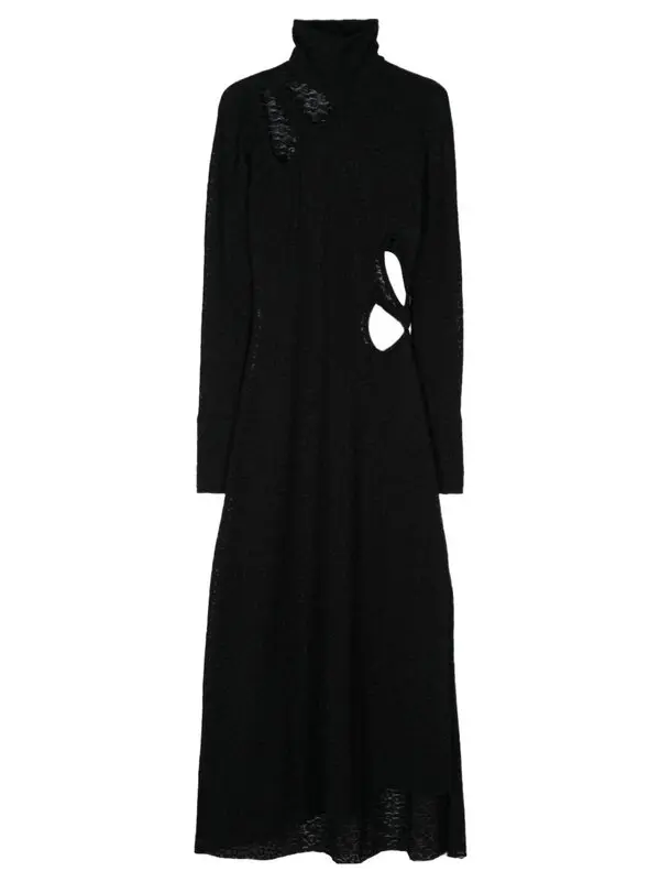 Victoria Beckham Long Sleeve High Neck Cut Out Dress - Black