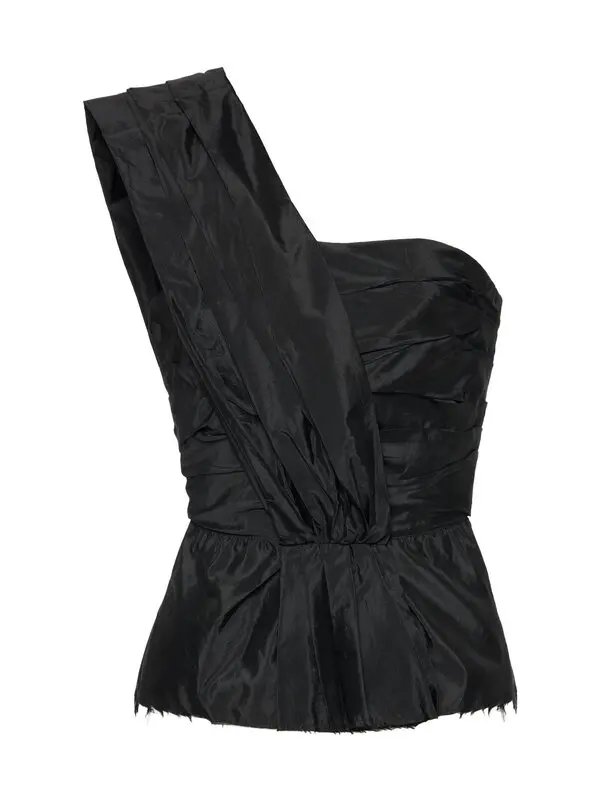 MAISON MARGIELA Asymmetrical One-shoulder Top With Pleating - Black