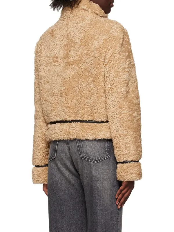 STAND STUDIO Shearling Zippered Jacket - Yellow-brown