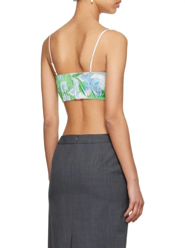 SHUSHU/TONG Satin Bustier Top With Floral Print - Nude