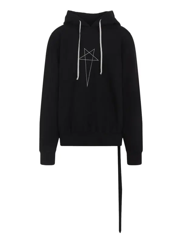 Rick Owens Star-embroidered Drawstring Hoodie - Black