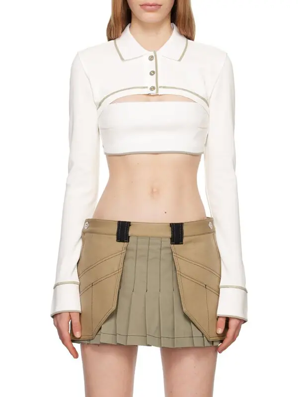 DION LEE Ribbed Knit Crop Top - White