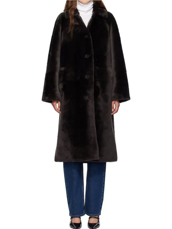 YVES SALOMON Fleece And Lambskin Coat - Brown