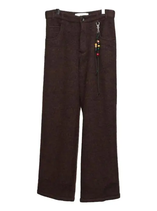 SONG FOR THE MUTE Wide-leg Trousers With Beaded Lanyard - Black