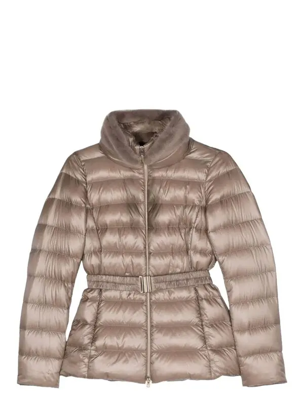 Herno High Neck Belted Puffer Jacket - Brown