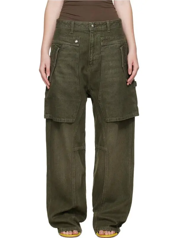 Andersson Bell Raptor Layered Wide-leg Jeans - Khaki