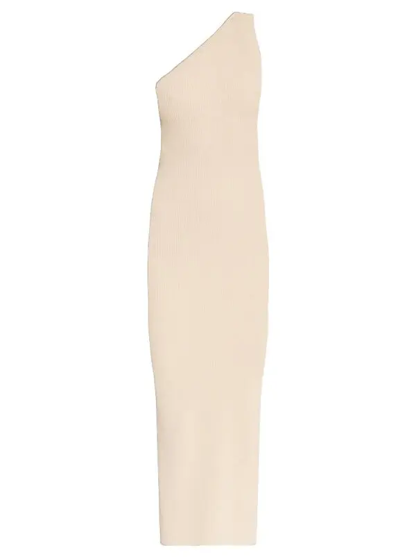 TOTEME One-shoulder Ribbed Midi Dress - Nude