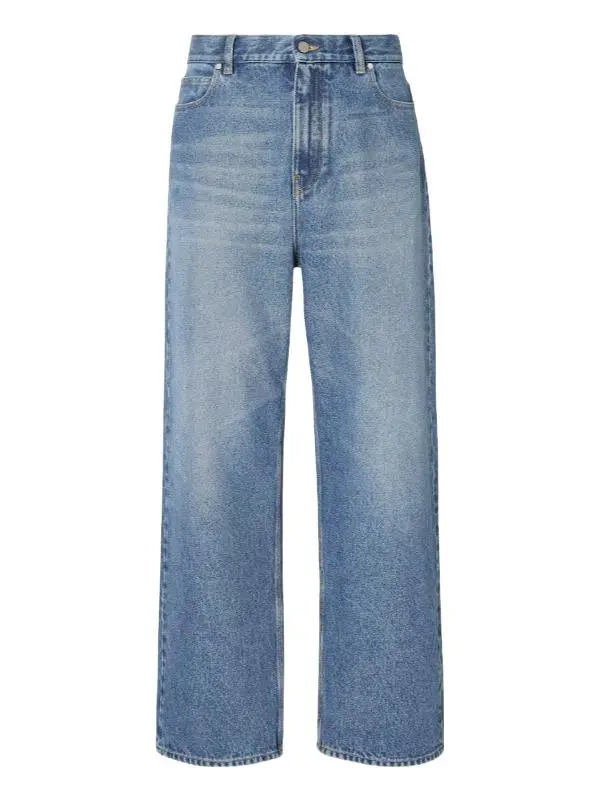 Fendi Logo-patch Straight-leg Jeans - Light Blue