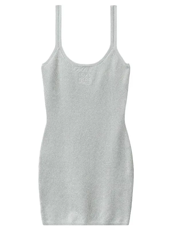 Alexander Wang Logo-embossed Fine-knit Mini Dress - Gray